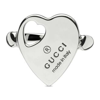 Gucci Markenring aus Sterlingsilber mit Herzmotiv - - Accessories - Damen - Grau - 55 MM