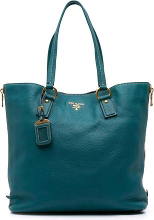 Prada sac porté épaule Side Zip en cuir Vitello Daino (2000-2025) - Bleu