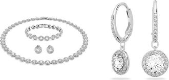 Swarovski Angelic Set, Rund, Weiss, Rhodiniert & Angelic Drop-Ohrhänger, Rundschliff, Weiß, Rhodiniert