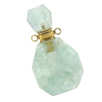 DOITOOL Natürlicher Fluorit Kristall Flakon Anhänger Halskette Grün Mini Wunscheflasche Ätherisches Öl Schmuck Leicht und Robust ohne Kette für Aromatherapie 