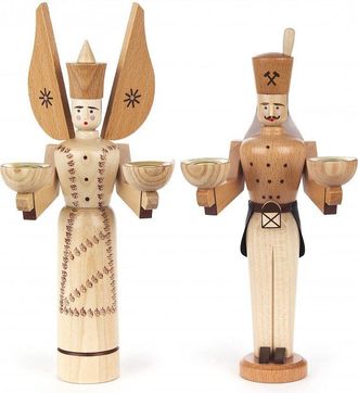 Dregeno Seiffen eG Dregeno Erzgebirge - Engel getupft und Bergmann natur - 24cm