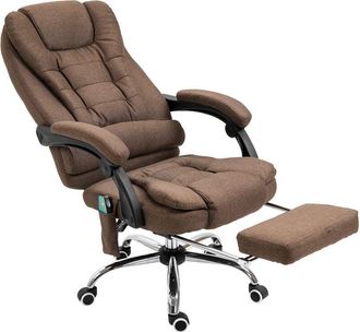 Vinsetto Vinsetto - Fauteuil de bureau direction massant chauffant hauteur réglable dossier inclinable tissu aspect lin marron