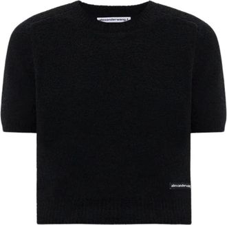 Alexander Wang Femme, Tops, Noir, Taille: 38 FR T-shirt ras du cou court &agrave; manches courtes