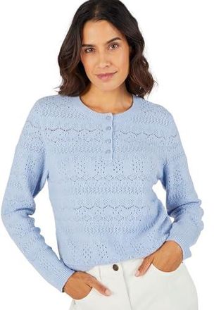 Damart Pull Maille Ajour&eacute;e Thermolactyl, Femme, Col Tunisien, Bleu gris&eacute;, 42/44