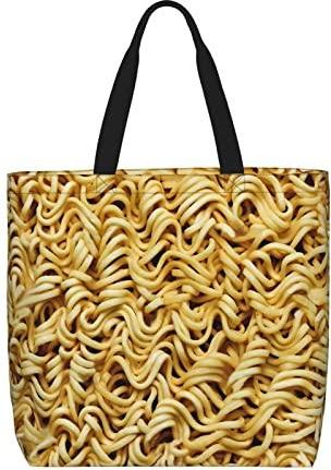 Generic Sac Fourre-Tout Mod&egrave;le De Soupe De Nouilles Ramen Sac &Agrave; Provisions Pliable Avec Poign&eacute;es Sacs En Toile Pour Femmes, Pour &Eacute;cole, Voyage, Filles, Burea