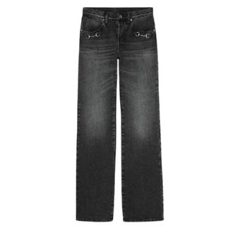 Gucci Baumwoll-Denim-Hose mit Horsebit - - Jeans - Damen - Grau - W28