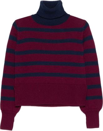 Merci pull rayé à col roulé - Rouge