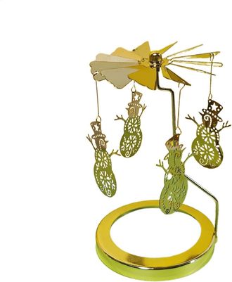 Generic Weihnachtskerzenhalter - Schneemann Kerzenhalter, drehbarer Kerzenhalter aus Edelstahl, Teelichthalter aus Edelstahl, goldenes Karussell f&uuml;r Weihnacht