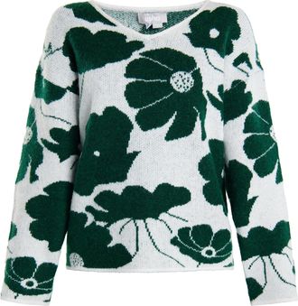 Usha Strickpullover Damen Wei&szlig; Gr&uuml;n