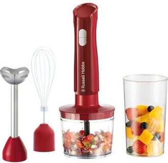 Russell Hobbs Stabmixer [3-in-1: Mixer,Schneebesen & Zerkleinerer/Pürierstab] Desire Red (600ml Mixbecher, Spülmaschinengeeignetes Zubehör,Edelstahlmesser, für Smoo