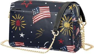 Mnsruu Sacs à bandoulière pour femme, sac à main en cuir sans couture, motif jour de lindépendance des États-Unis