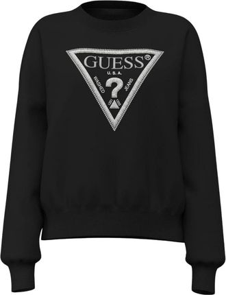 Guess Femme, Sweatshirts et sweats &agrave; capuche, Noir, Taille: 38 FR SweaT-shirt &agrave; logo triangulaire