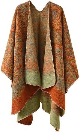 ORANDESIGNE Poncho Ch&acirc;le Femme &Eacute;charpe Cape &Eacute;paisse El&eacute;gant Chaud Automne et Hiver Grand Taille Foulard Chaud Ouverture Faux Cachemire Douce Ch&acirc;le Imprim&eacute; Ethniqu