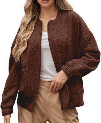 Generic Vestes d&eacute;contract&eacute;es &agrave; manches longues pour femmes, cardigan textur&eacute;, l&eacute;ger, confortable, &eacute;l&eacute;gant et tendance, marron, XXL