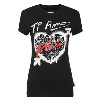 Philipp Plein Femme, Tops, Noir, Taille: 40 FR T-Shirt Col Rond