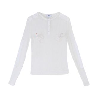 Moschino Maglia Rete Oche - - Tops - Damen - Wei&szlig; - S