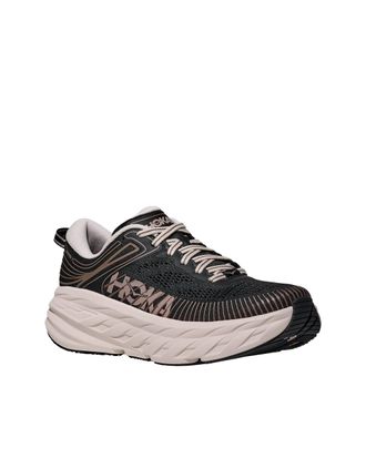 Hoka One One Womens Sneakers Bondi 7 Black-Rose Cream Upper: Textile Trainers Black/rose