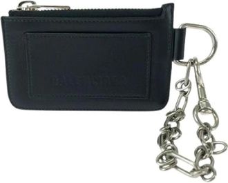 Balenciaga Pre-owned &Eacute;tui &agrave; monnaie en cuir logo noir - Homme - Pre-owned - Noir - Taille: ONE Size