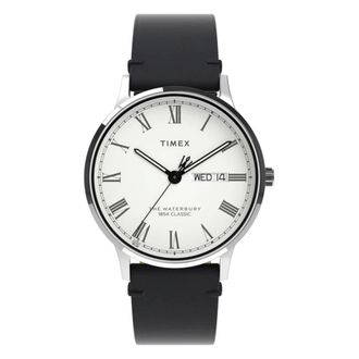 Timex Homme, Accessoires, Noir, Taille: ONE Size Montre &agrave; bracelet rond en cuir
