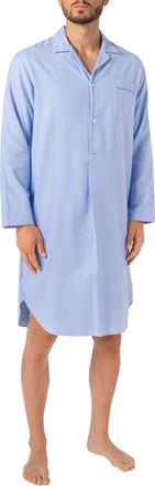 Novila Herren Nachthemd blau Flanelle unifarben