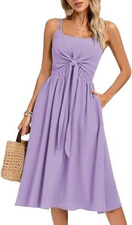 Kate Kasin Haut décontracté à col rond et manches volantées pour femme, coupe ample, chemisiers dété solides hauts basiques, violet, XL