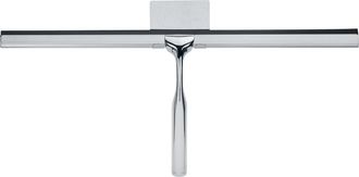 WENKO Badezimmerwischer Terni Jumbo - Duschabzieher mit Wandbefestigung zum Ankleben, Metall, 40 x 17 x 3.5 cm, Chrom, Silber Gl&auml;nzend, 17 x 3.5 x 40 cm