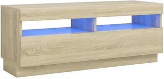 vidaXL Meuble TV avec Lumières LED, Armoire de Télévision, Meuble Télé de Salon, Armoire Basse Salle de Séjour Intérieur, Moderne, Chêne Sonoma