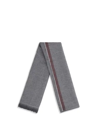 Brunello Cucinelli Mens Cashmere Scarf Grey Burgundy Scarfs