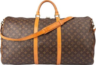 Louis Vuitton Crossbody Bags - Louis Vuitton Canvas Monogram Keepall 60 Bandoulie - Gr. unisize - in Braun - f&uuml;r Damen