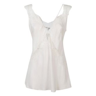 Pinko Pinko, Femme, Tops, Blanc, Taille: 38 FR Lydia Top Twill Pizzo