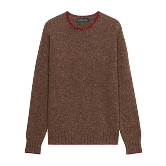 Brooks Brothers Pull en alpaga Donegal &agrave; col rond - Homme - Pulls - Brun - Taille: 3XL