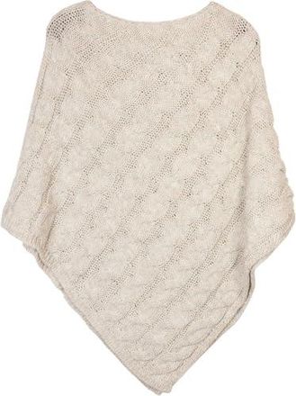 styleBREAKER Poncho Femme en Maille épaisse avec Motif torsadé, col Rond, Cape Tricot Chaud, Poncho dHiver élégant 08010040, Couleur:Beige