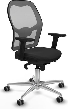 Piqueras y Crespo Schwarzer Schreibtischstuhl Jorquera mit 2D-Armlehnen, h&ouml;henverstellbare Lendenwirbelst&uuml;tze, ausgestattet mit Sincro 5 Positionen und injiziertem Scha