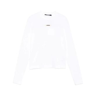 Jacquemus Femme, Tops, Blanc, Taille: 36 FR T-shirt Blanc &agrave; Manches Longues avec Logo