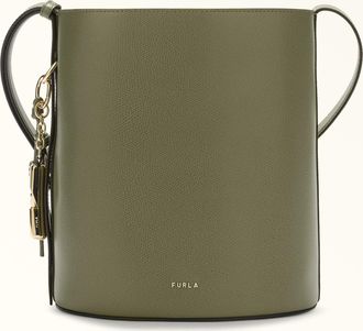 Furla Roxie Beuteltasche S Avocado Gr&uuml;n Strukturiertes Leder Damen