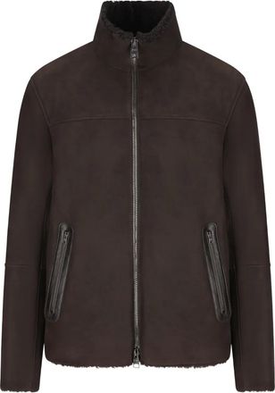 Herno veste zippée en peau lainée - Marron