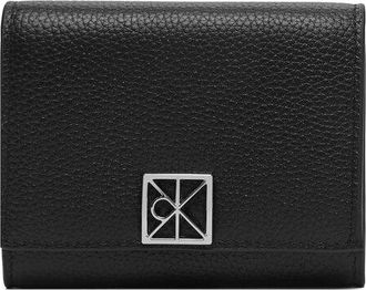 Calvin Klein Geldb&ouml;rse Emblem Hw Pebble Trifold W/Zip LV04F1128G Schwarz