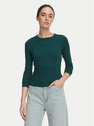 Tommy Jeans Bluse Essential DW0DW17387 Dunkelgr&uuml;n Slim Fit
