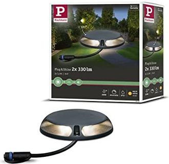 Paulmann Beleuchtungssystem Plug&Shine LED-Bodenaufbauleuchte 3 W Warm-Wei&szlig; 93920 Anthrazit 2er Set