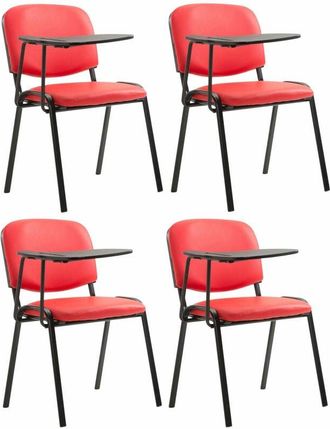 Clp Lot de 4 Chaises Ken en similicuir avec tablette rabattable Rouge