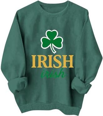 Generic Sweat-shirt tr&egrave;fle porte-bonheur pour femme - Chemise de la Saint-Patrick - Pull fantaisie amusant &agrave; manches longues - Col rond - Tr&egrave;fle irlandais - T