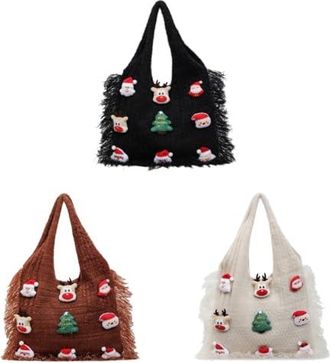 Generic Kexpery Sac &agrave; Main Femmes en Tissu No&euml;l Sac Bandouli&egrave;re Spacieux pour Voyage, Shopping, Travail et Usage Quotidien