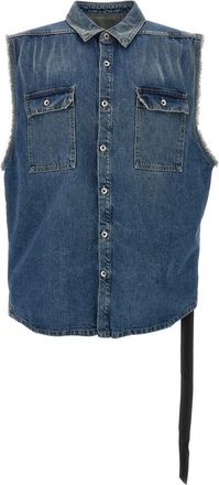 Rick Owens Homme, Chemises, Bleu, Taille: M SL Tommy Jumbo Outershirt