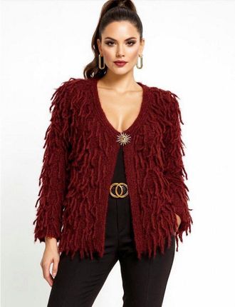 Worldclassca Cardigan WORLDCLASSCA Strickjacke Cardigan Fransen Strickpulllover mit Knopf Neue Kollektion - Stilvolle und gemütliche Strickmode für Damen