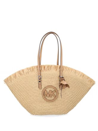 Michael Michael Kors Womens Tote Bag Lg Fan Beige Polypropylene Shoulder