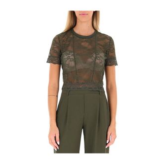 Patrizia Pepe Top court en dentelle - Femme - Tops - Vert - Taille: 42 FR