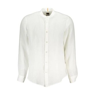 HUGO BOSS Leinenhemd mit Stehkragen - - Shirts - Herren - Wei&szlig; - S