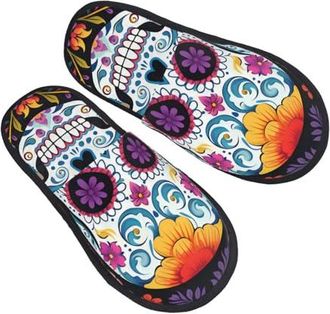 Generic Fourrure Pantoufles Fleur Cr&acirc;ne De Sucre Squelette Fleur Peluche Hiver Pantoufles Unisexe Chaussons Maison Pour Voyage H&ocirc;tel Automne L