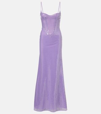 DAVID KOMA Robe longue &agrave; sequins