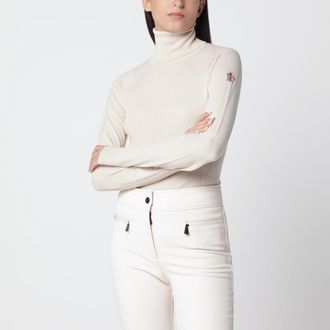 Moncler Hellbeiger Rollkragenpullover aus Wolle
